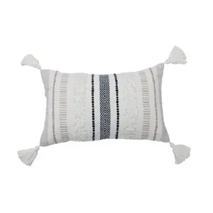 CAROL & FRANK Barton Cotton Woven Throw Pillow With Tasselsinsert Included - Beige