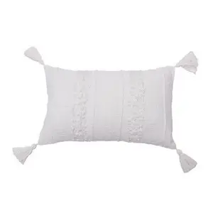 CAROL & FRANK Barton Cotton Woven Throw Pillow With Tasselsinsert Included - White