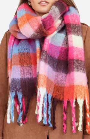 YUMI Color Block Super Fluffy Scarf