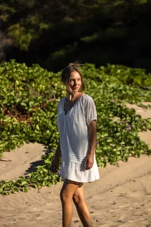 SITANO Verano Beach Cover-up With Buttons - White