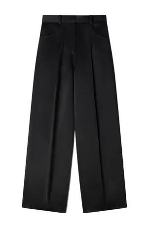 Sandro Satin-effect Wide-leg Trousers - Black