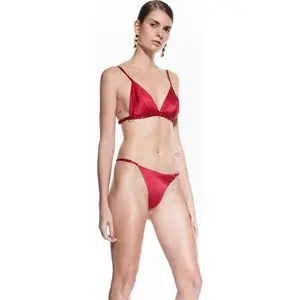 MERS SILK Silky Thong Pure Silk Minimal G-string - Red