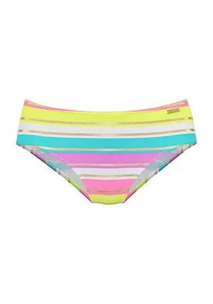 LASCANA Striped Mid-rise Bikini Bottom