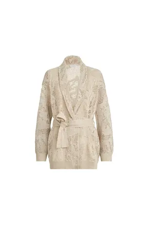 Brunello Cucinelli Linen And Cotton Knit Cardigan - Beige