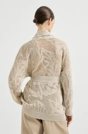 Brunello Cucinelli Linen And Cotton Knit Cardigan - Beige