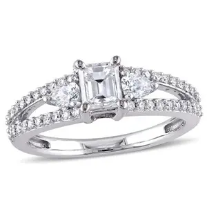 JULIANNA B. Diamond 3-stone Split-shank Engagement Ring - 14k White Gold