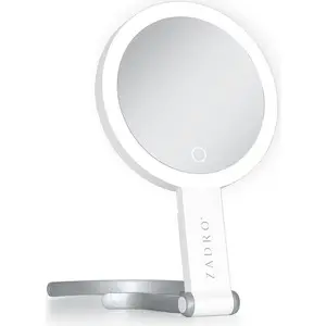 ZADRO Multi-position Lighted Travel Hand Mirror With 10x/1x Magnification - White/silver
