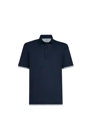 Brunello Cucinelli Polo With Shirt Collar - Navy Blue
