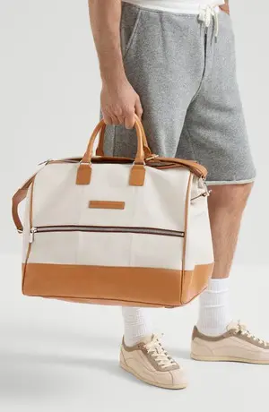 Brunello Cucinelli Calfskin And Cowhide Travel Bag - Ivory