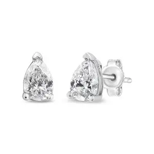 HAUS OF BRILLIANCE 14k Gold 1/2 Ct Pear Lab Grown Diamond Stud Earrings - White