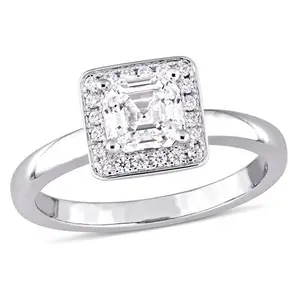 JULIANNA B. Diamond Asscher Halo Ring - 14k White Gold