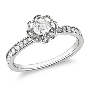 JULIANNA B. Diamond Flower Ring - 14k White Gold