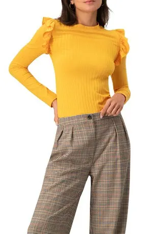 IVONNE Long Sleeve Ruffled Blouse - Chedron