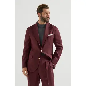 Brunello Cucinelli Blazer With Metal Buttons - Cherry