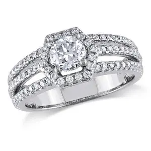 JULIANNA B. Diamond Halo Split-shank Engagement Ring - 14k White Gold