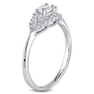 JULIANNA B. Diamond 3-stone Halo Ring 14k