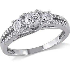 JULIANNA B. 1 Ctw Diamond Three-stone Ring 10k - 10k White Gold