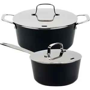 ALVA Maestro 4.5-qt Ceramic Coated Nonstick Stock Pot & 2-qt Ceramic Nonstick Saucepan With Lid - Black