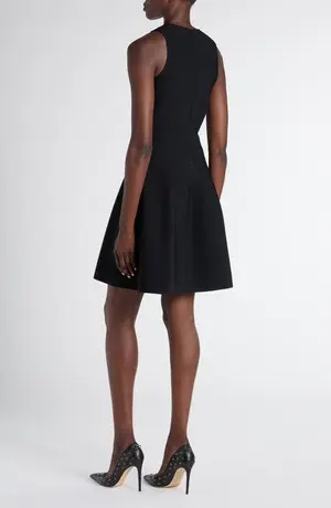 Alexander McQueen Metallic Lace Jacquard Fit & Flare Minidress