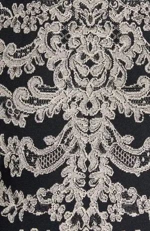 Alexander McQueen Metallic Lace Jacquard Fit & Flare Minidress