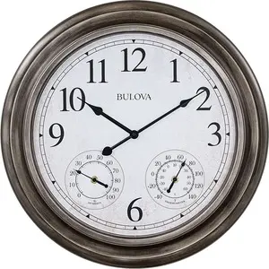 BULOVA CLOCKS Block Island Indoor Outdoor Clock - Silver