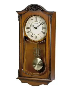 BULOVA CLOCKS Cranbrook Wall Mount Analog Wooden Chiming - Brown