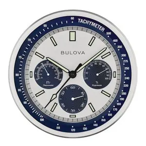 BULOVA CLOCKS Lunar Pilot Chronograph Clock - Silver