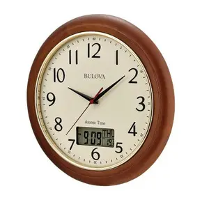 BULOVA CLOCKS Dual Time Wood Wall Clock