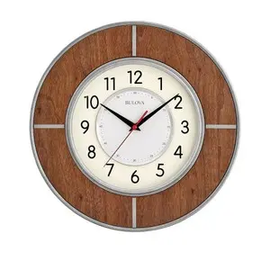 BULOVA CLOCKS Contempo Modern Metal Wall Clock - Brown