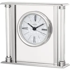 BULOVA CLOCKS Pearl Table Top Clock - Silver