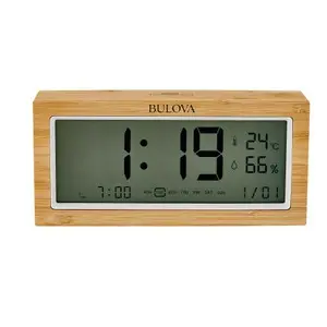 BULOVA CLOCKS The Brookside Lcd Alarm Table Clock - Natural
