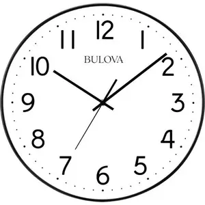 BULOVA CLOCKS Office Mate 16" Diameter Wall Quartz Clock - White