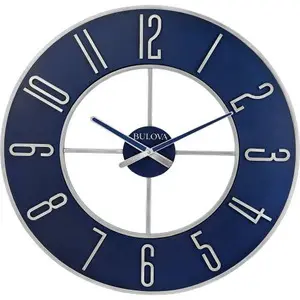 BULOVA CLOCKS The Steel Oversized 27" Diameter Wall Clock - Blue