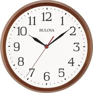 BULOVA CLOCKS Warm Walnut Finish Wall 12" Diameter Wall Clock - Brown