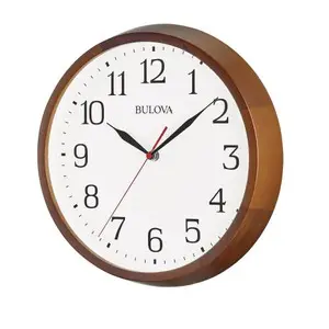 BULOVA CLOCKS Warm Walnut Finish Wall 12" Diameter Wall Clock