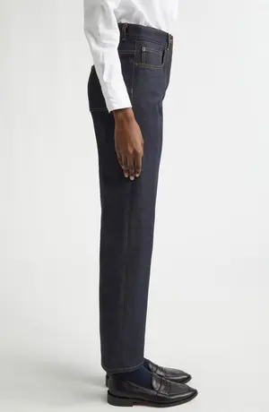 Thom Browne Straight Leg Selvedge Denim Jeans - Navy