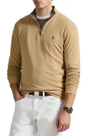 Polo Ralph Lauren Heathered Quarter-zip Pullover - Classic Camel Heather/c8888