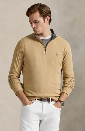 Polo Ralph Lauren Heathered Quarter-zip Pullover - Classic Camel Heather/c8888