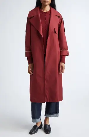 Max Mara Water Repellent Belted Cotton-blend Trench Coat - Raspberry