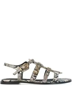 Pinko Snakeskin-effect Buckled Sandals - Neutrals
