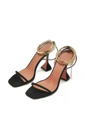 Amina Muaddi Suede Flared Heel Sandals
