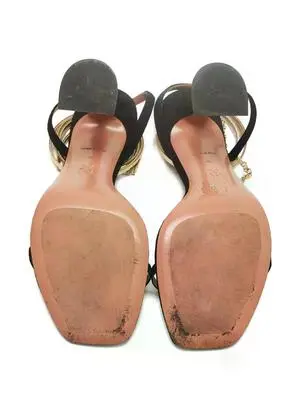Amina Muaddi Suede Flared Heel Sandals