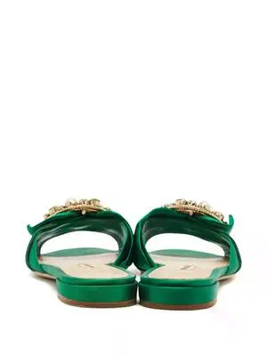Miu Miu Satin Crystal-embellished Flat Sandals