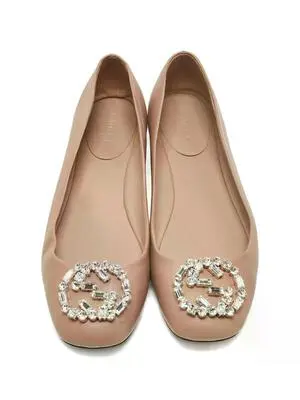 Gucci Crystal-embellished Leather Flats