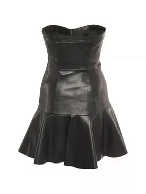 Miu Miu Leather Strapless Mini Dress