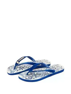 Dolce & Gabbana Branded Velvet Flip-flops