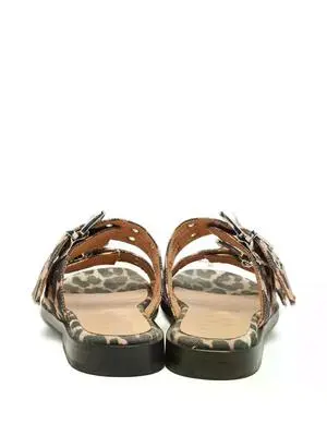 GANNI Leopard-print Buckled Flat Sandals