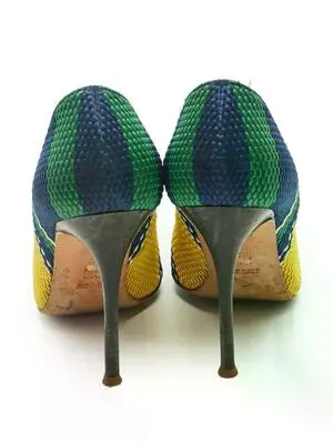 Carolina Herrera Woven Stripe Pointed Pumps