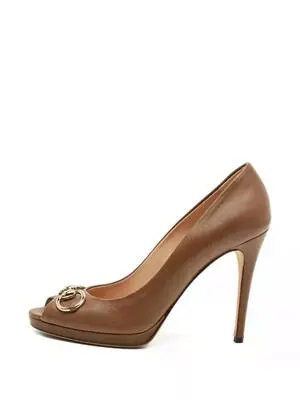 Gucci Horsebit Leather Peep-toe Pumps