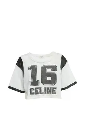 Celine Printed Mesh Crop Top